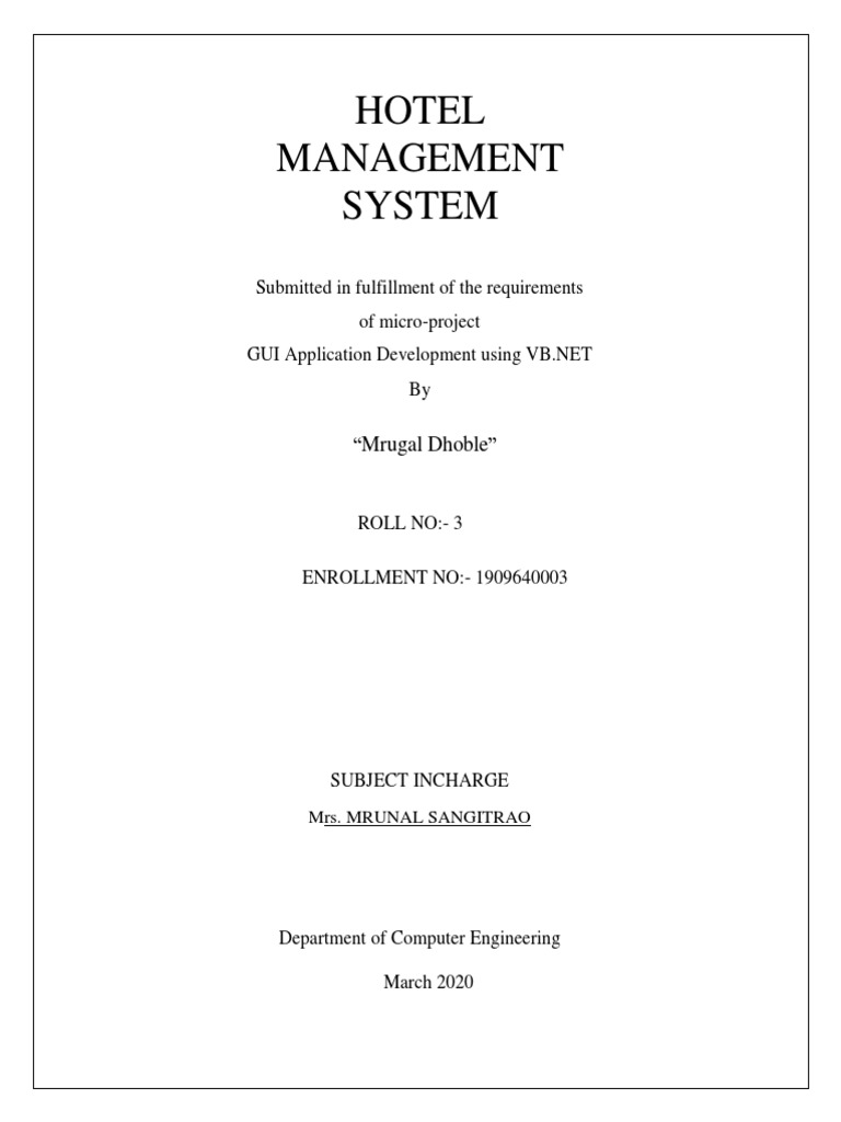 Hotel Management System | PDF