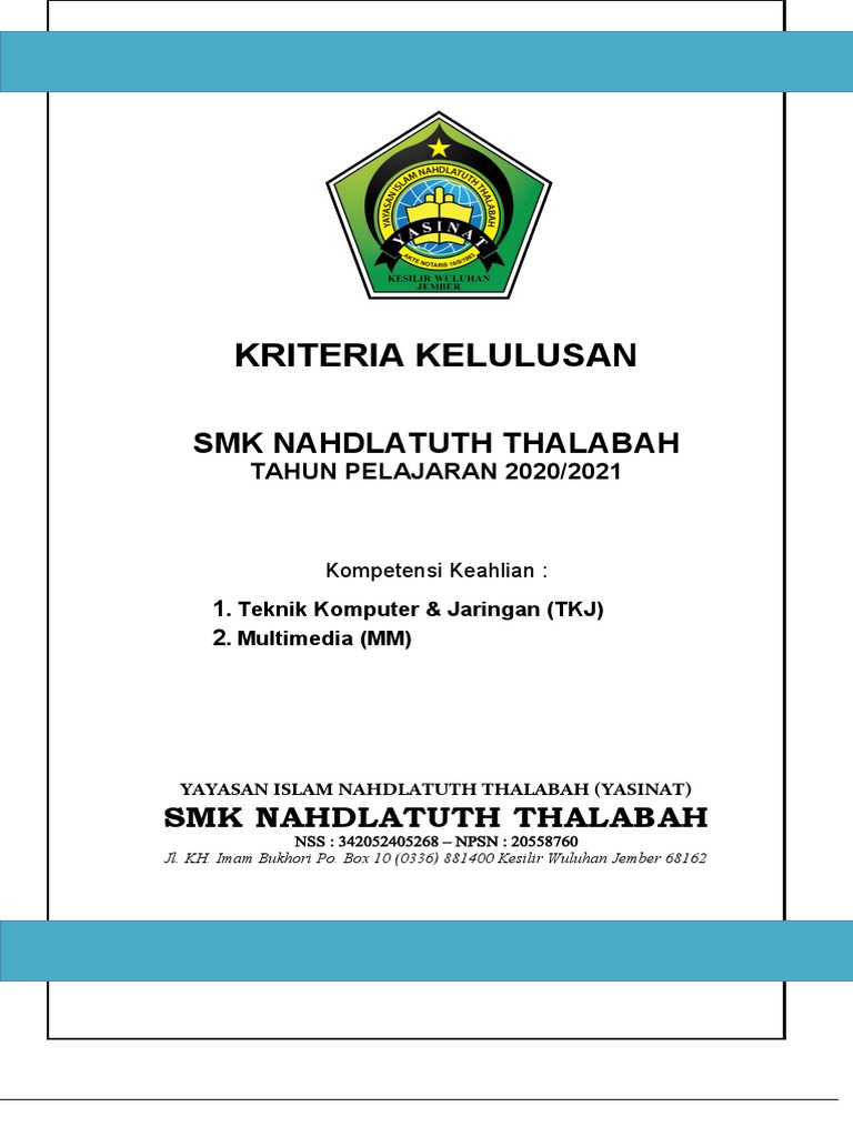 Kriteria Kelulusan SMK Yasinat 2020/2021 | PDF | Karier & Perkembangan