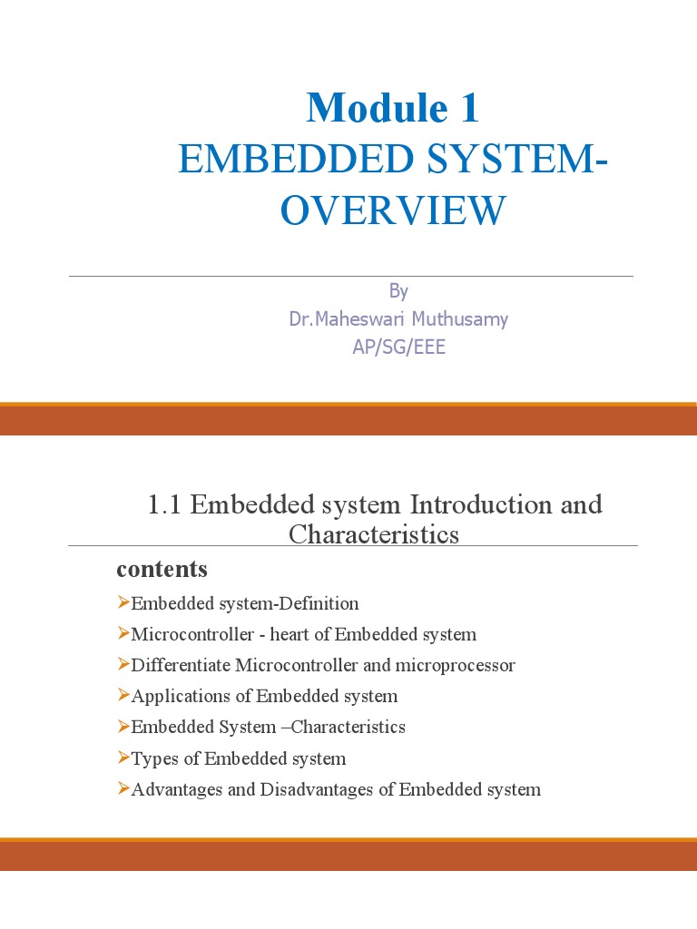 Embedded System-: by DR - Maheswari Muthusamy Ap/Sg/Eee | PDF ...