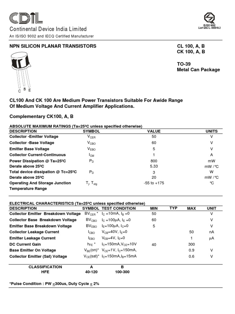 CL100 | PDF | Electricity | Electronic Engineering