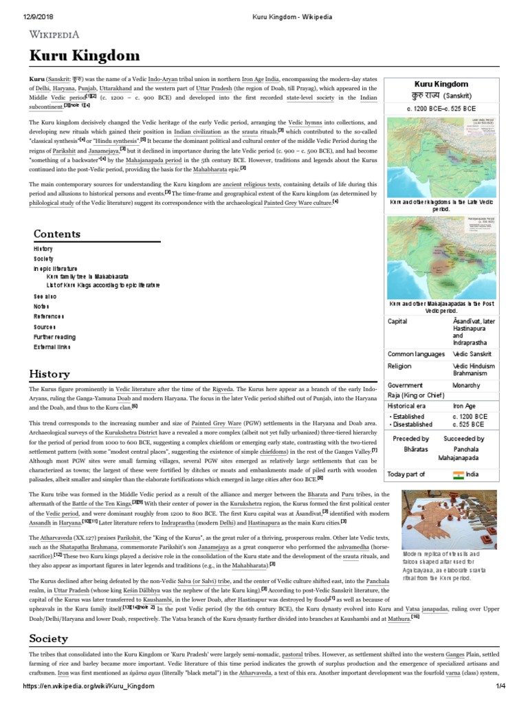 Kuru Kingdom - Wikipedia | PDF | Mahabharata