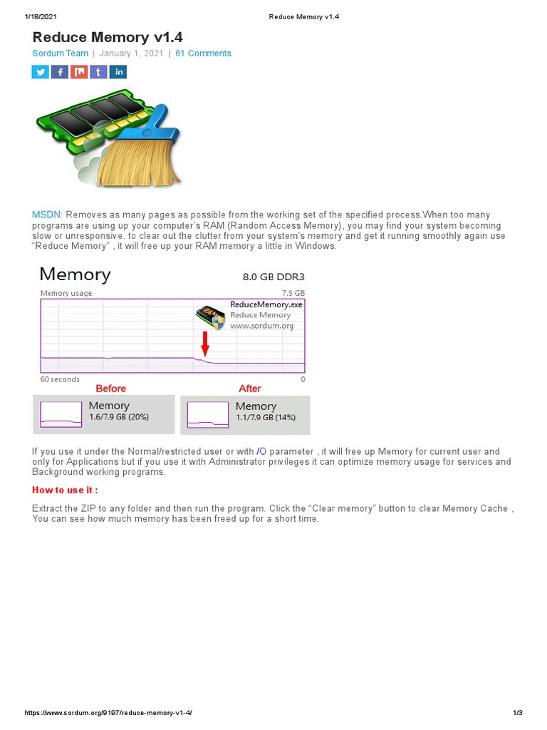 Reduce Memory v1.4: - January 1, 2021 | PDF | Microsoft Windows ...