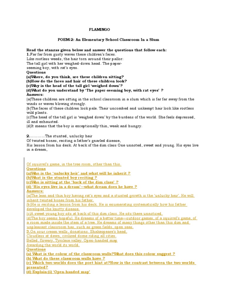 Class XII English Poem-2 Extract &QA | PDF