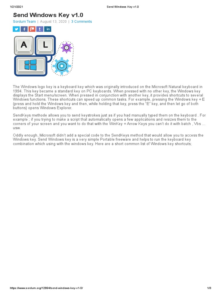 Send Windows Key v1.0 | PDF | Microsoft Windows | Computing Platforms