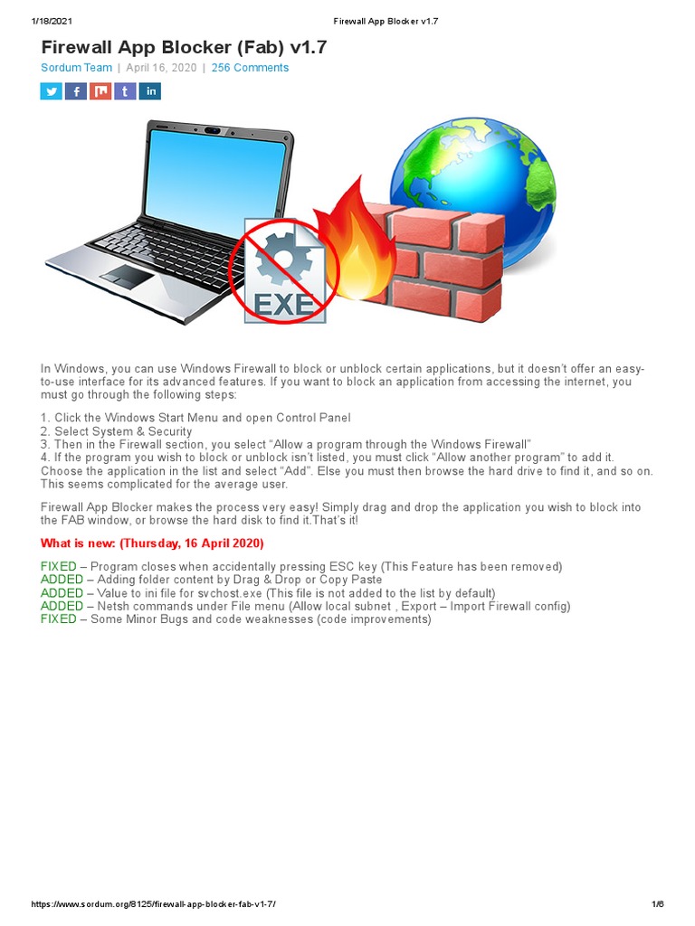 Firewall App Blocker v1.7 | PDF | Menu (Computing) | Software
