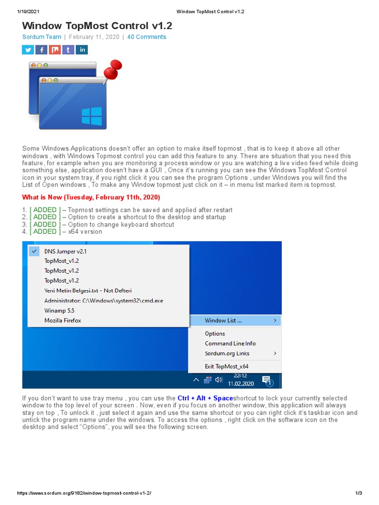 Window TopMost Control v1.2 Features | PDF | Microsoft Windows ...