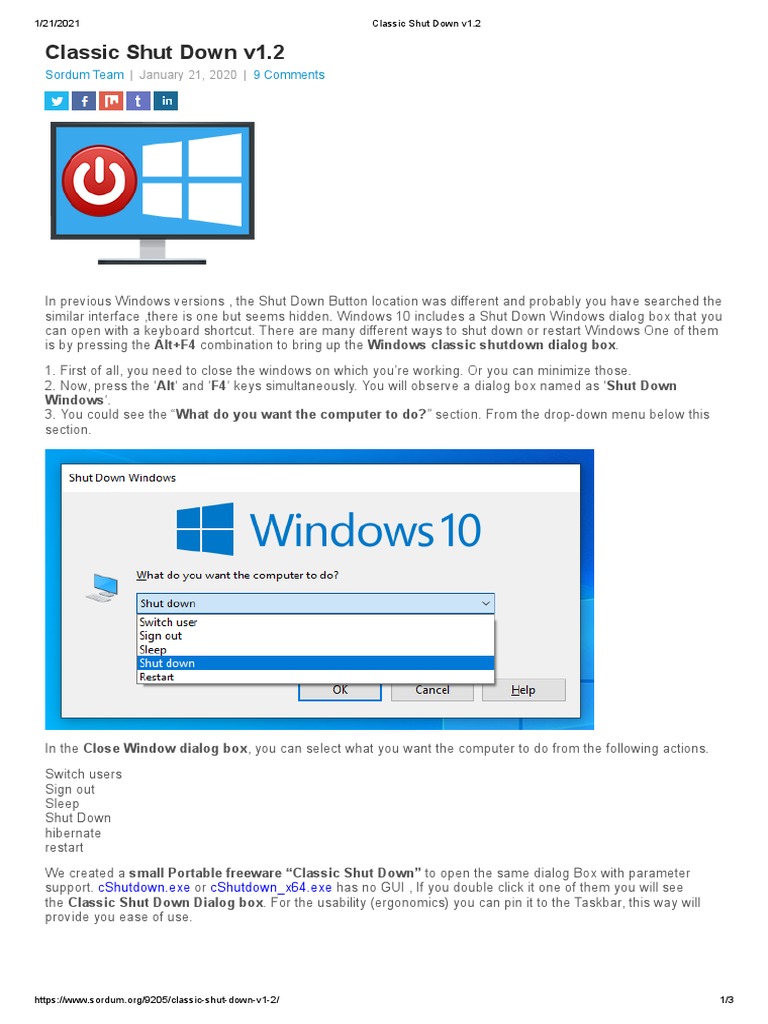 Classic Shut Down v1.2 | PDF | Microsoft Windows | Graphical User Interfaces