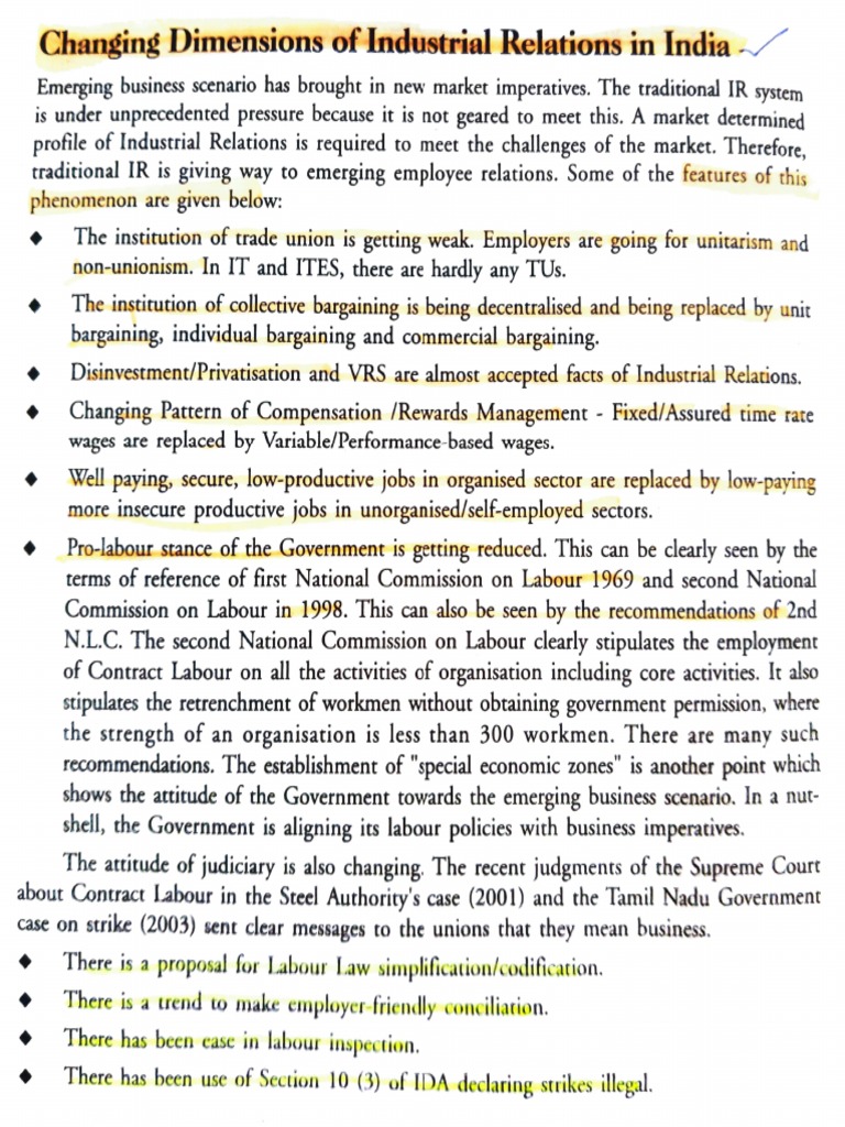 Emerging Trends of IR | PDF | Employment | Industrial Relations
