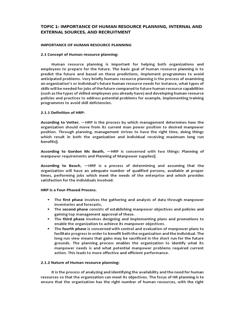 Human Resource Planning Essentials | PDF | Recruitment | Human Resources