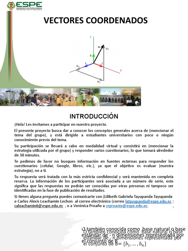 Representación de vectores mediante coordenadas con respecto a bases ...