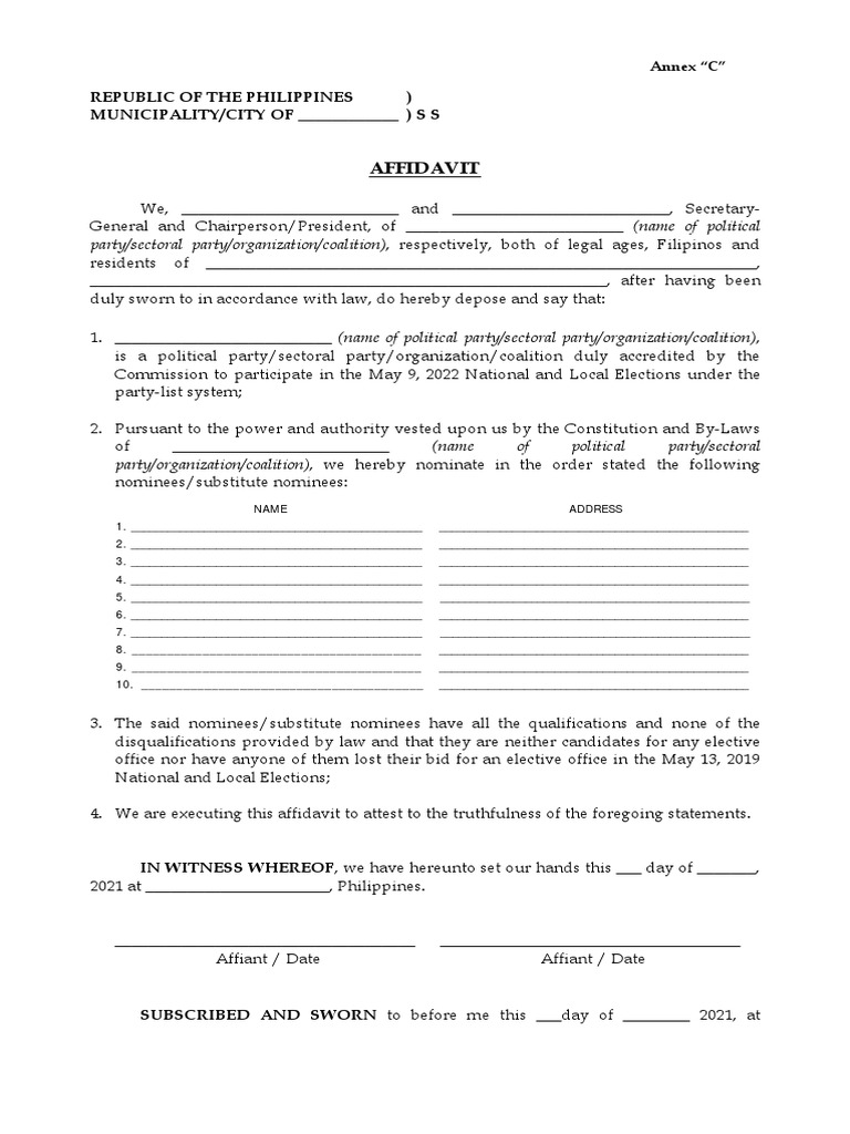 Com Res 10717 AnnexC | PDF | Affidavit | Information Privacy