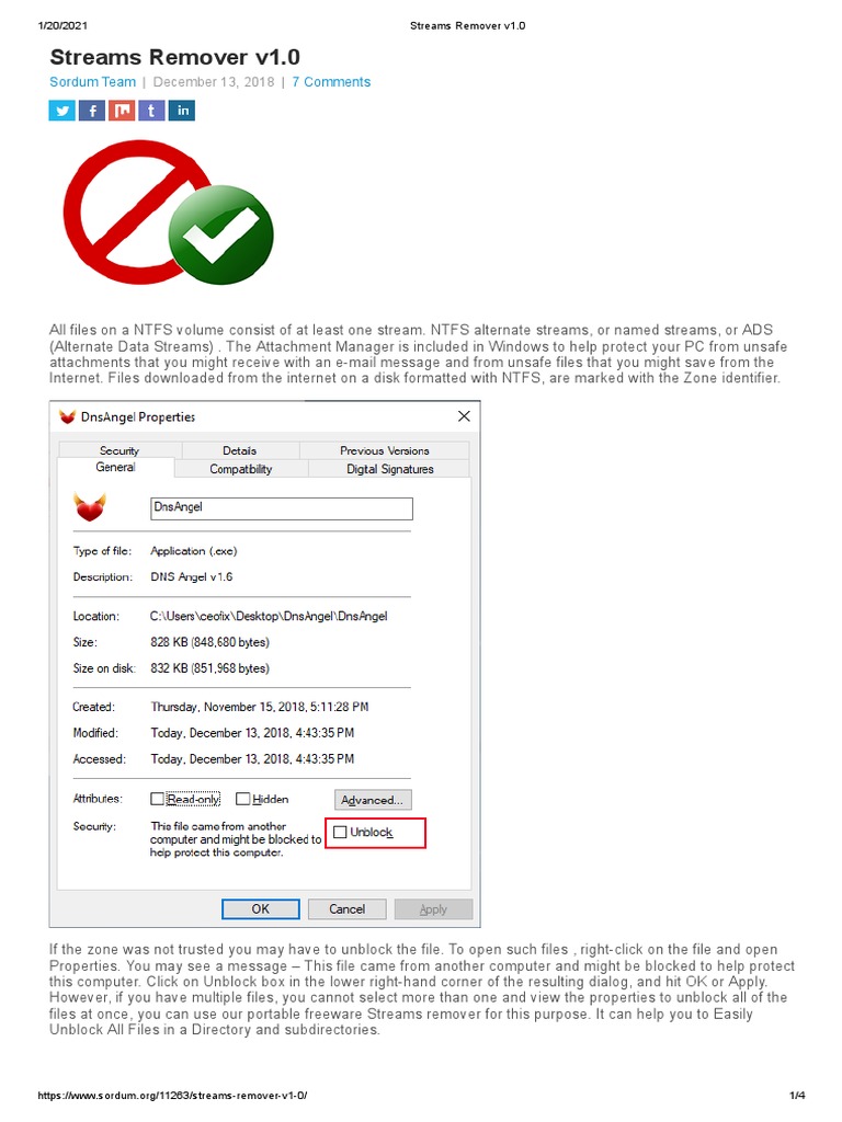 Streams Remover v1.0 | PDF | Computer File | Microsoft Windows