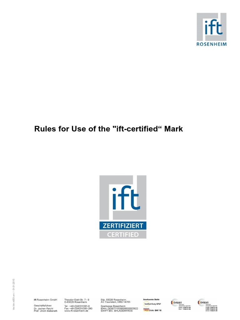 E 4051 Rules For Use of Ift-Certified Mark 2015-01 | PDF | Iso 9000 ...