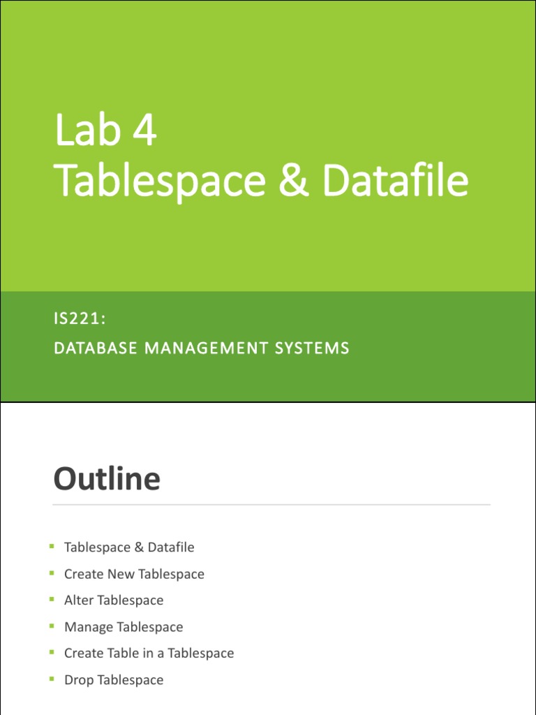 Lab 4 - Tablespace & Datafile | PDF | Databases | Computer File