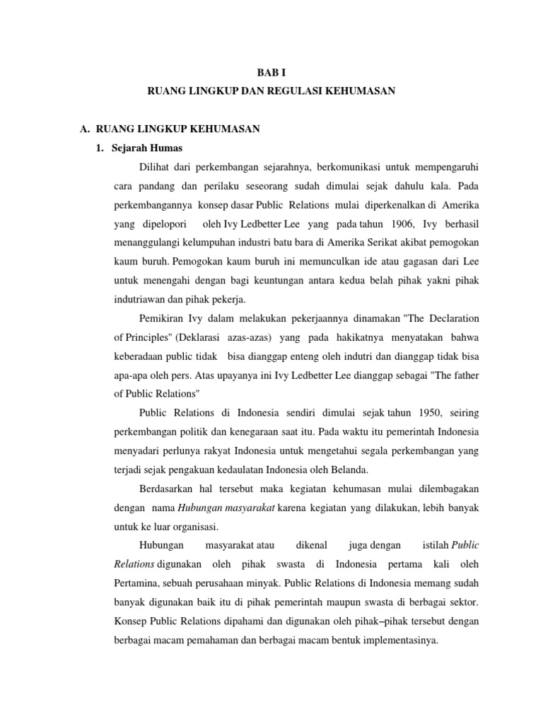 1.a. Ruang Lingkup Humas Xi | PDF