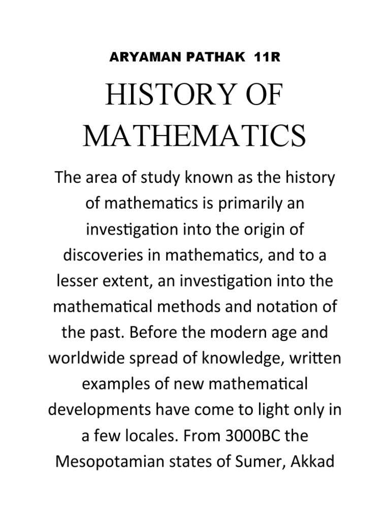 History of Mathematics | PDF | Mathematics | Science