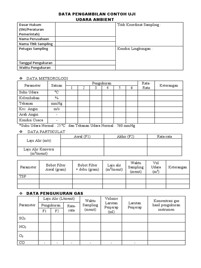 Form Sampling Udara Ambien | PDF