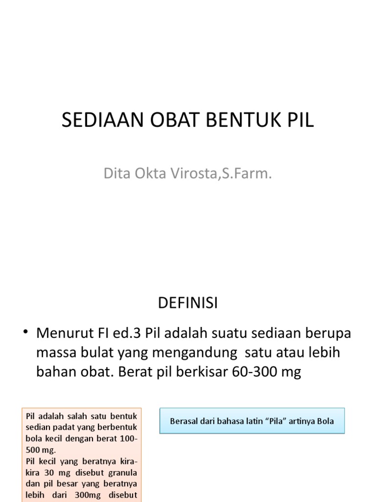 Jenis dan Proses Pembuatan Pil Obat | PDF