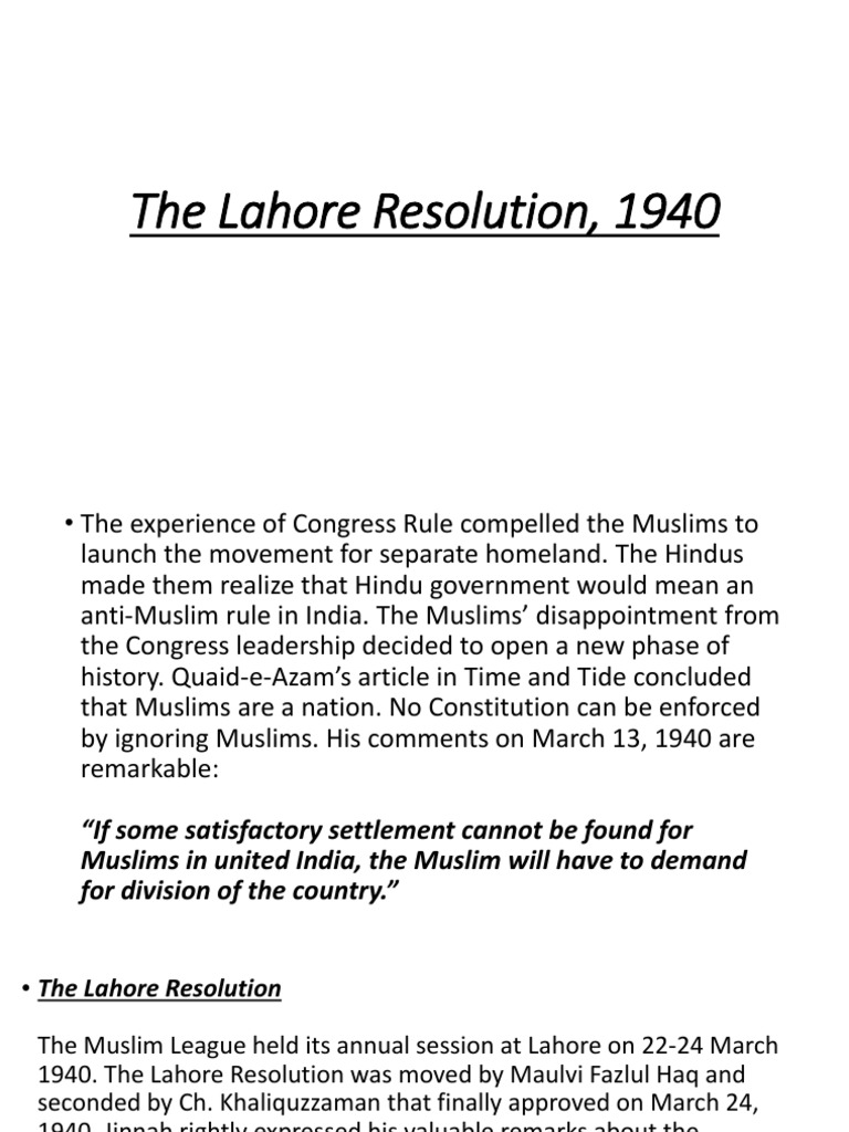 Pakistan Resolution 1940-1 | PDF | Political Theories | Pakistan