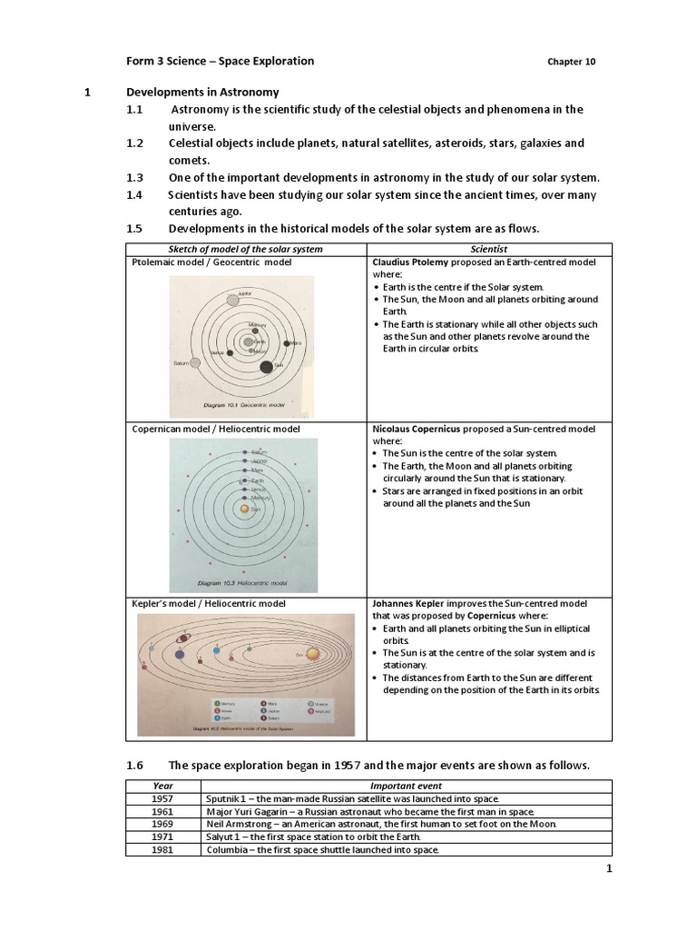Form 3 Science - Space Exploration - Chapter 10 | PDF | Remote Sensing ...