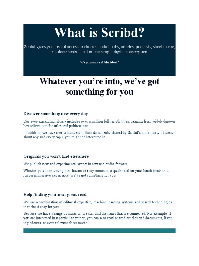 What Is Scribd?: Whatever You're Into, We've Got Something For You | PDF | Scribd | Mobile App