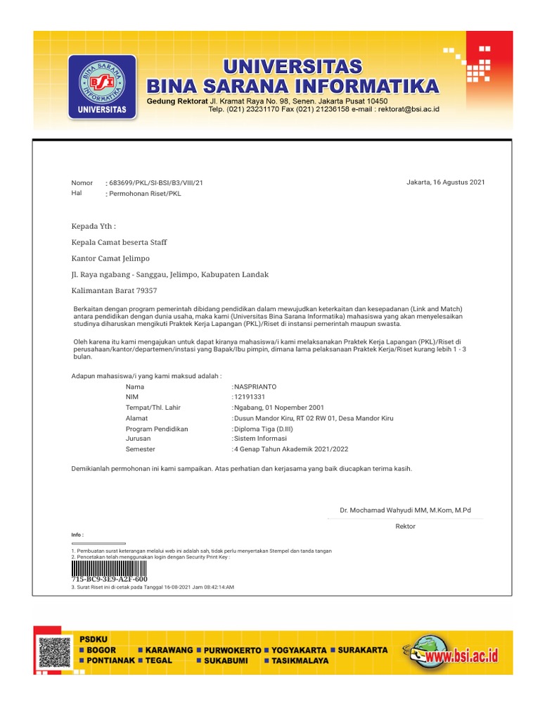 Surat Permohonan Riset | PDF