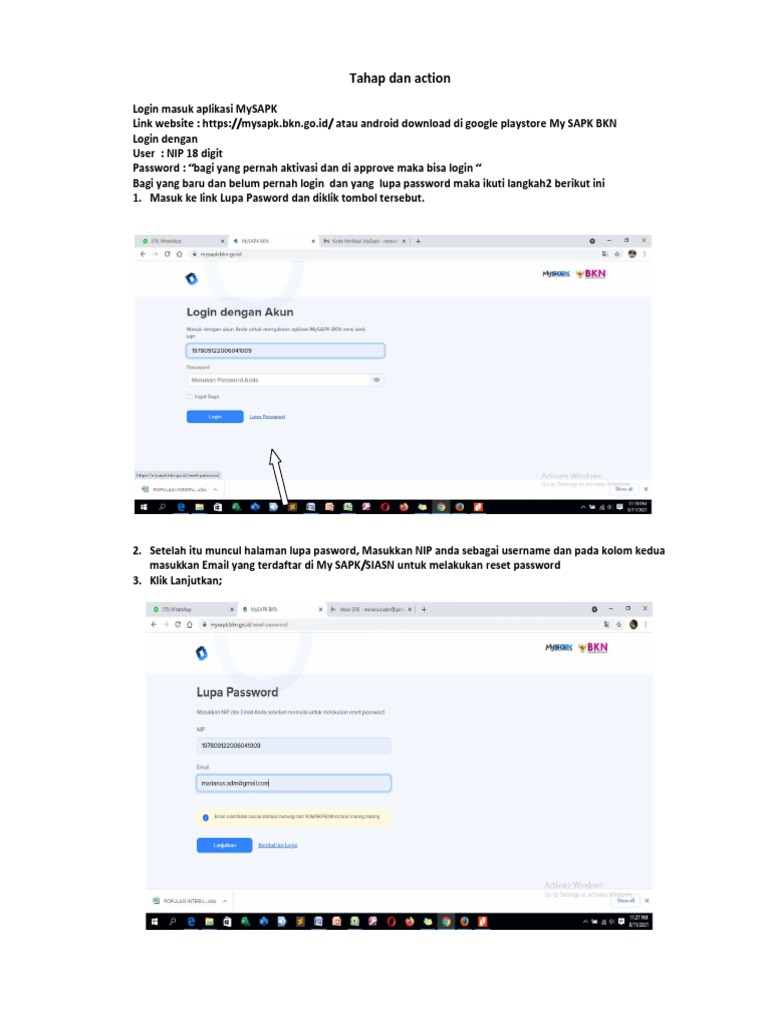 Langkah Langkah Rekon Dan Aktivasi MySAPK Untuk OPD | PDF | Bisnis | Pengelolaan Keuangan & Uang