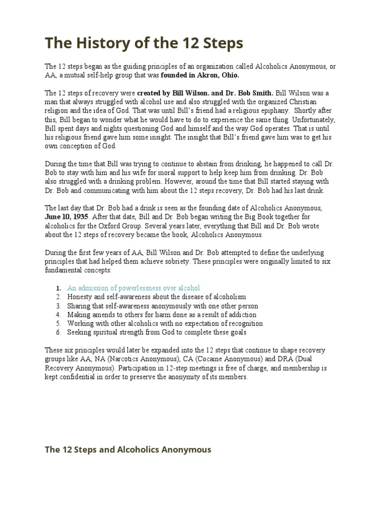 The History of The 12 Steps | PDF | Twelve Step Program | Alcoholics ...