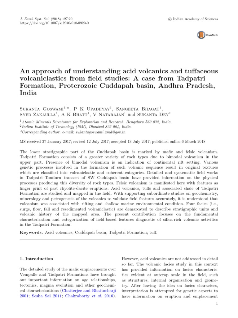 Acid Volcanics in Tadpatri Formation | PDF | Clastic Rock | Sedimentary ...