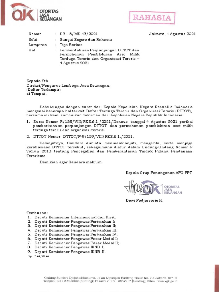 Surat DTTOT 4 Agustus 2021 | PDF