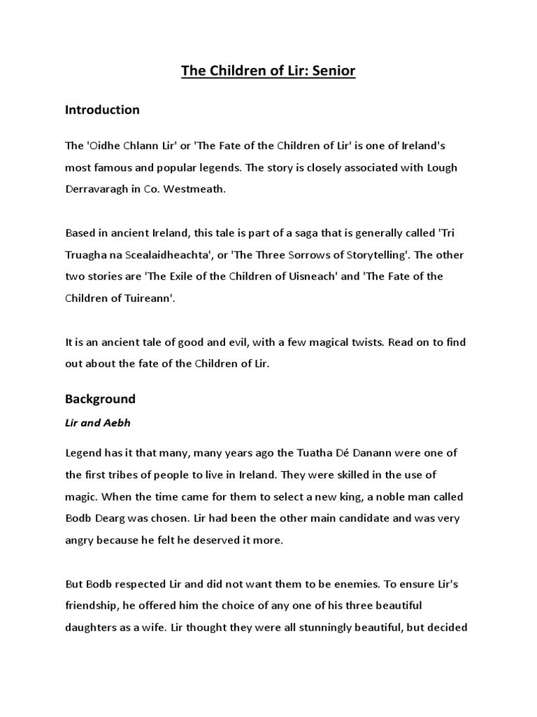 The Fate of the Children of Lir | PDF | Irish Mythology