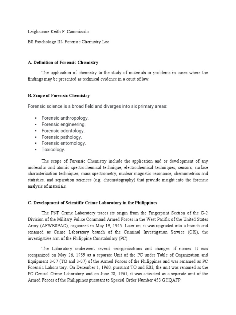 A. Definition of Forensic Chemistry | PDF | Witness | Forensic Science
