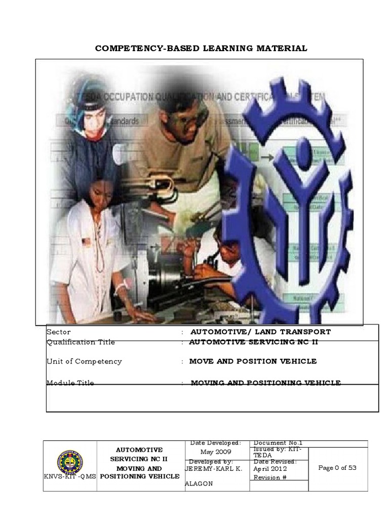 Competency-Based Learning Material | PDF | Traffic | Manual Transmission