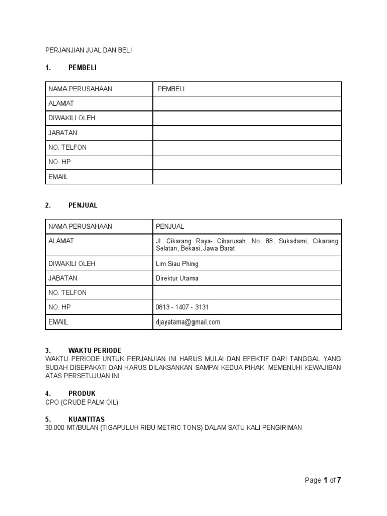 Sale and Pruchase Agreement (Indo) Final | PDF