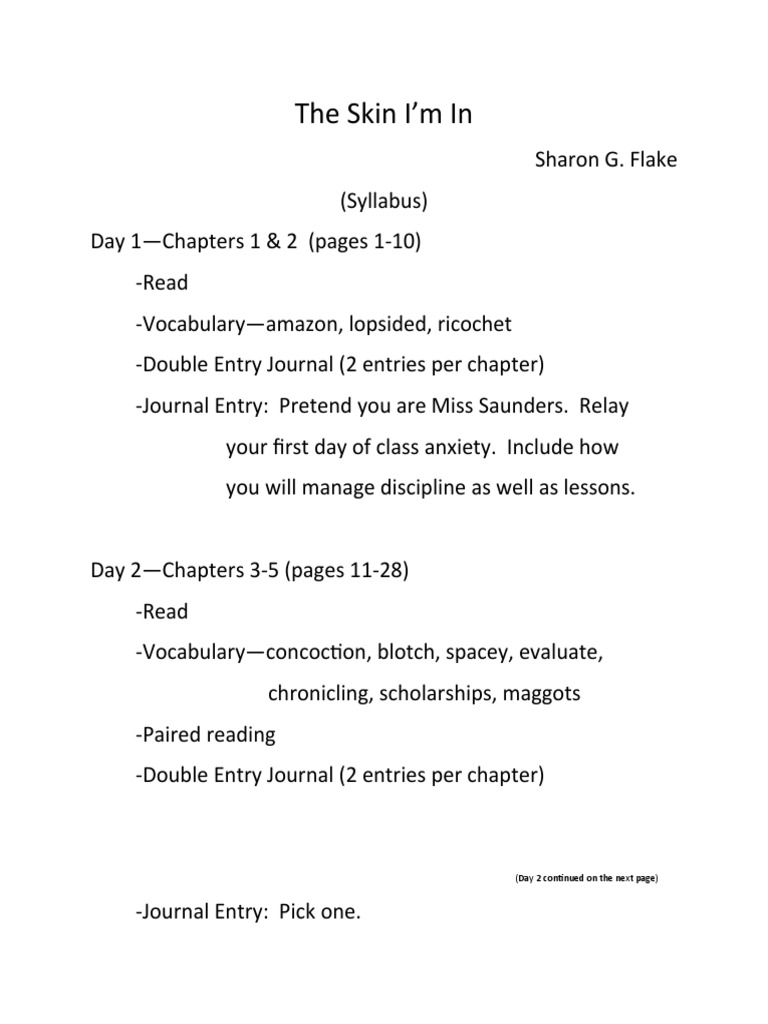 The Skin Im in Syllabus 2 | PDF | Poetry | General Fiction