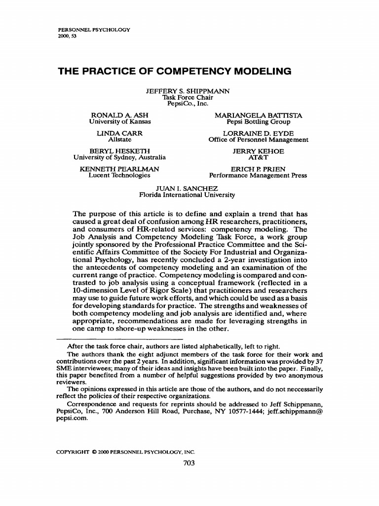 The Practice of Competency Modelling | PDF | Competence (Human ...