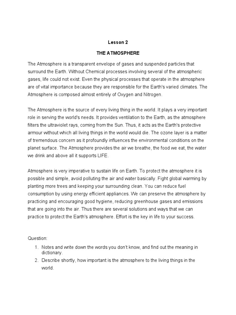 Importance of Earth's Atmosphere | PDF