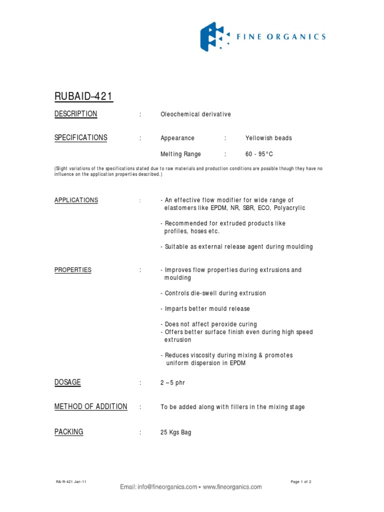 RUBAID-421: Description Specifications | PDF