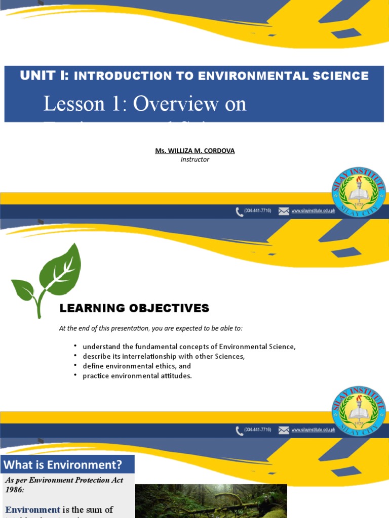 Unit I Lesson 1 Overview On Environmental Science | PDF | Environmental ...
