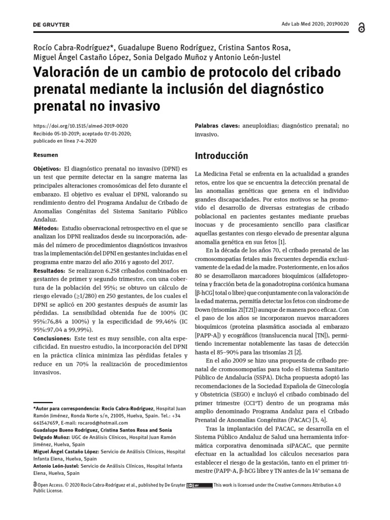 Cribado Prenatal No Invasivo | PDF | Hibridación in situ fluorescente ...