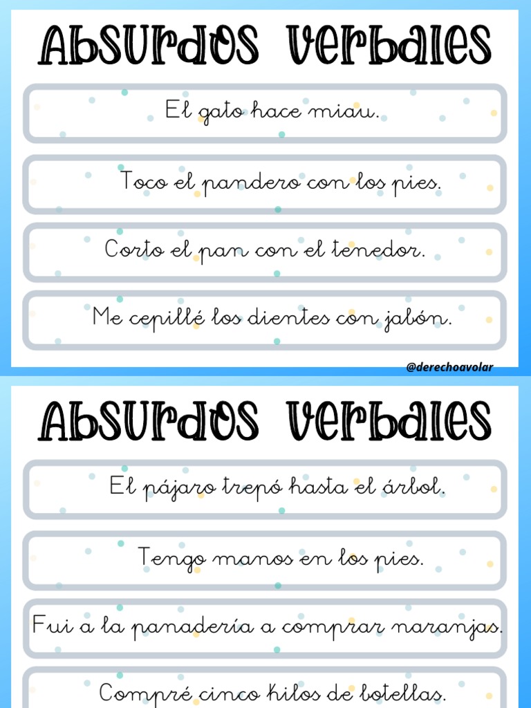 Hojas De Trabajo Sobre Absurdos Verbales Mar Mayor: Razonamiento