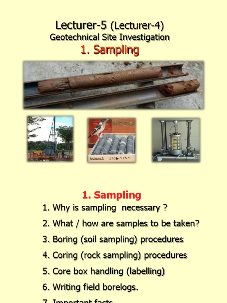 Chapter 3A - Lecture 5-6 Sampling & InSitu Testing | PDF | Drilling Rig ...