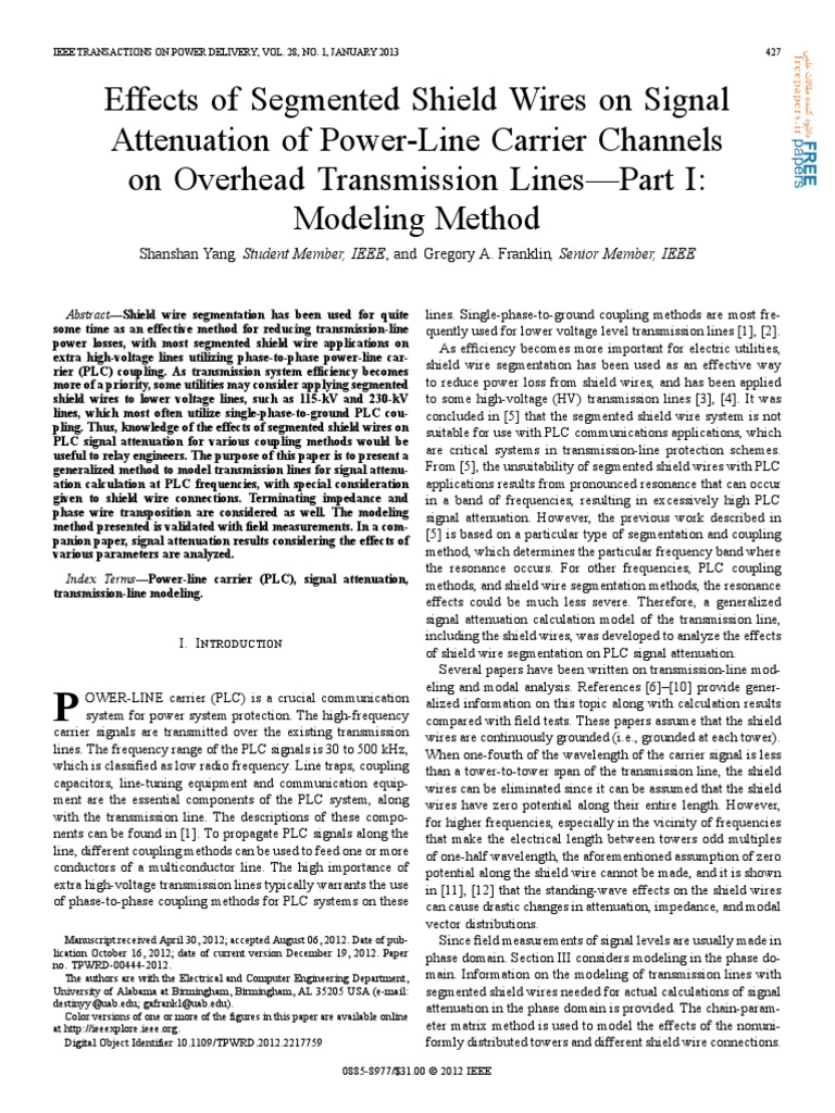 Effects of Segmented Shield Wires | PDF | Transmission Line ...