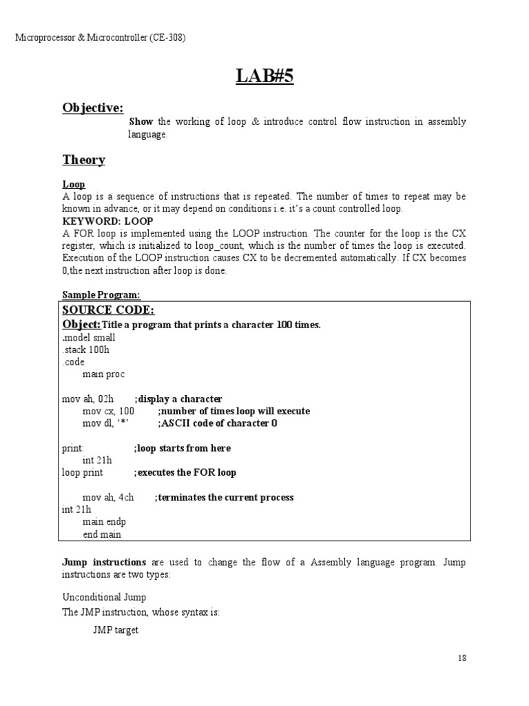 Looping Through Characters: An Introduction to Loops and Control Flow in Assembly Language | PDF ...