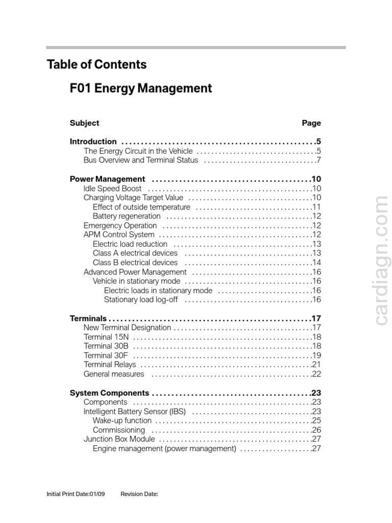 F01 Energy Management | PDF | Power Supply | Vehicles