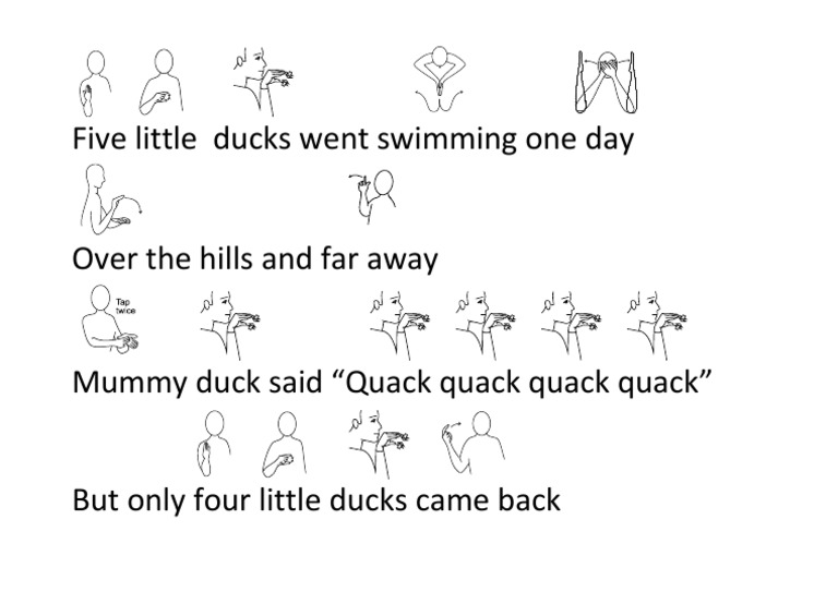 Makaton Signs for Five Little Ducks | PDF