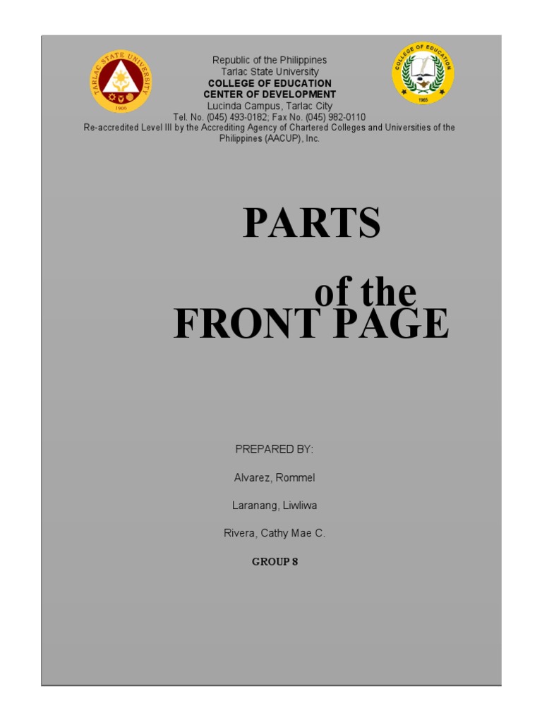 Parts of The Frontpage | PDF | Communication | Mass Media