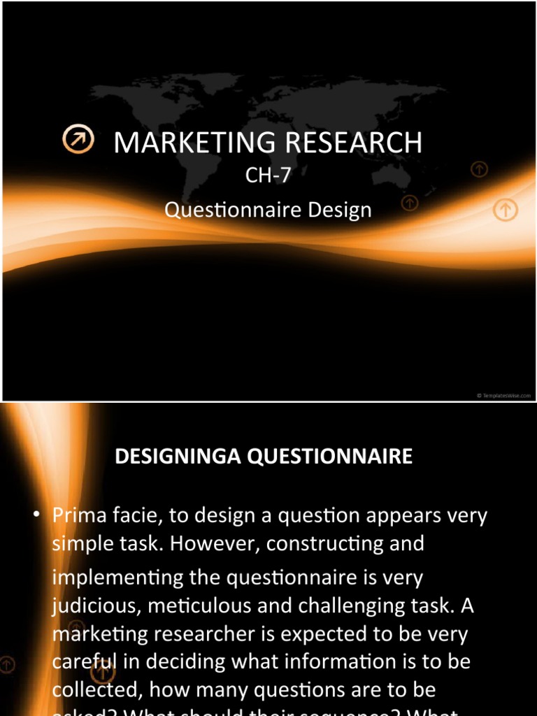 Marketing Research: CH-7 Questionnaire Design | PDF | Question | Survey ...