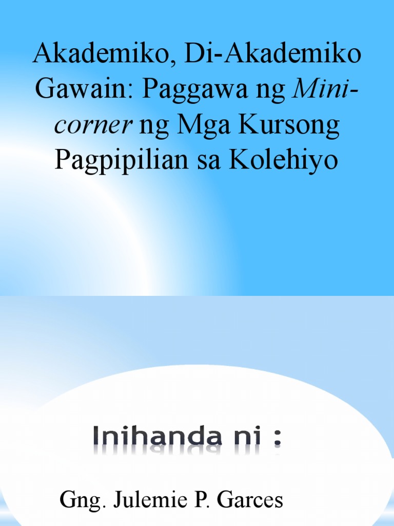 Akademiko, Di Akademikong Gawain | PDF