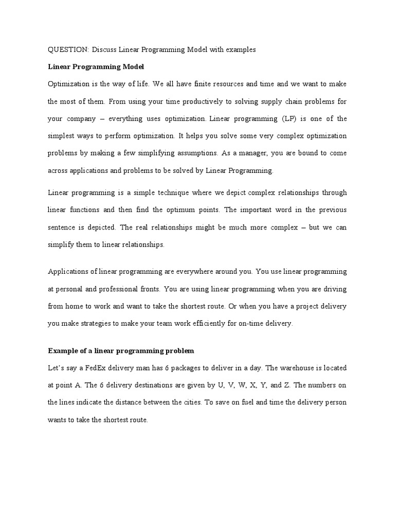 Linear Programming Contribution | PDF | Linear Programming | Mathematical Optimization